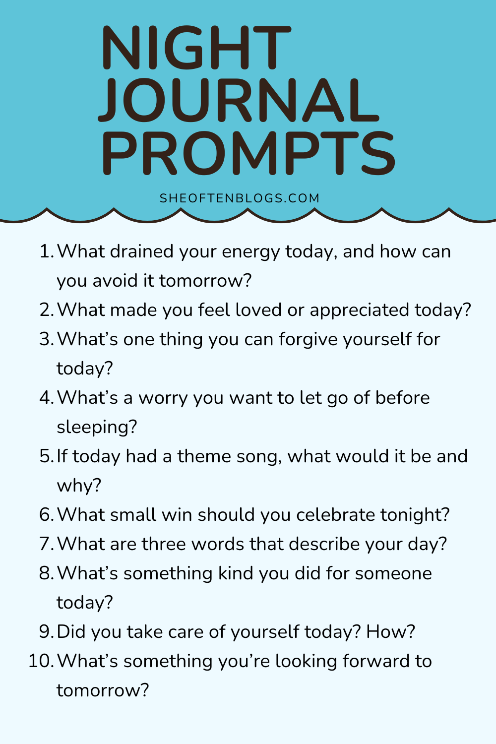 Night Journal Prompts: 30 Questions to Ask Yourself to Reflect, Unwind ...